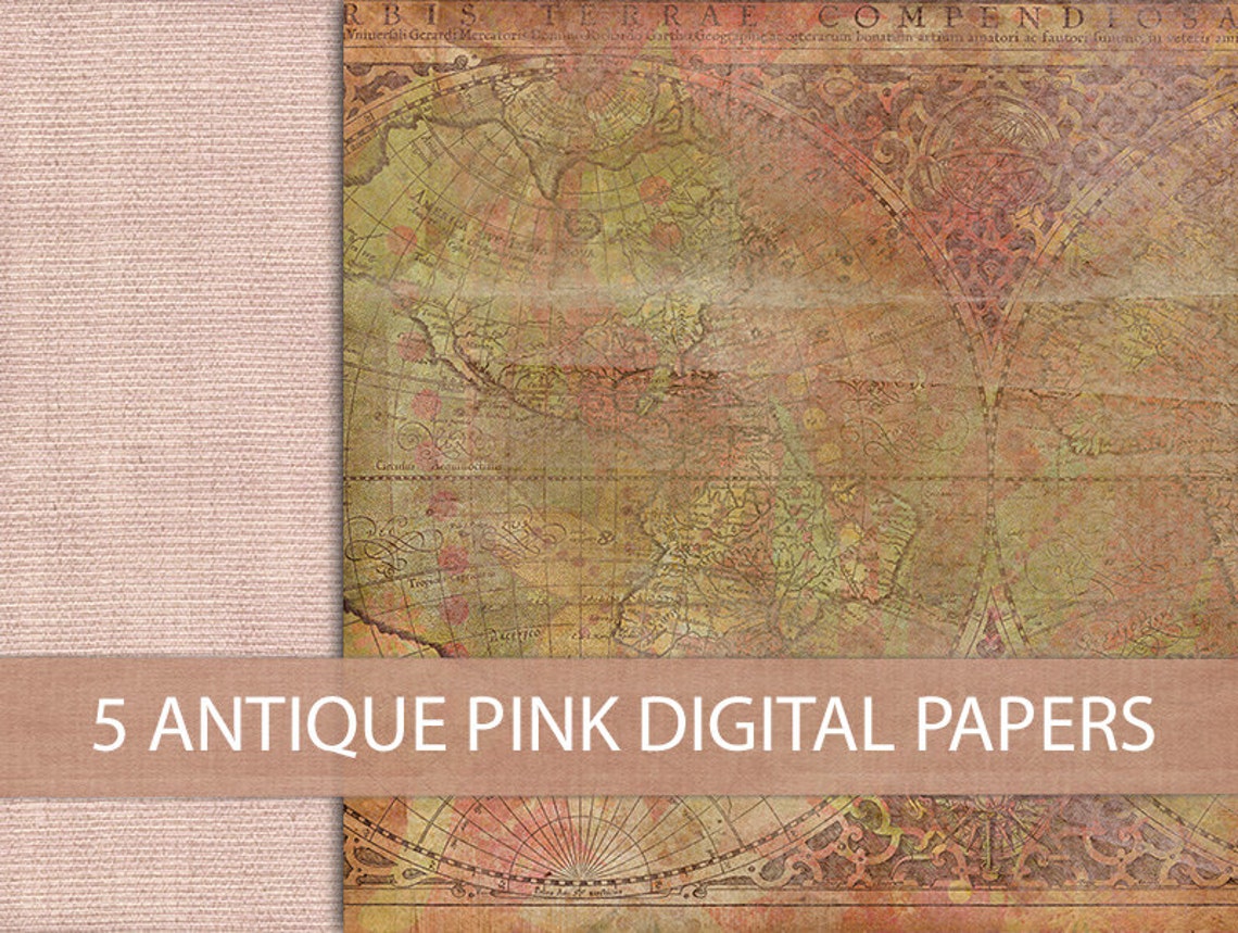 5 Digital Papers INSTANT DOWNLOAD Antique Style Pink Tones - Etsy