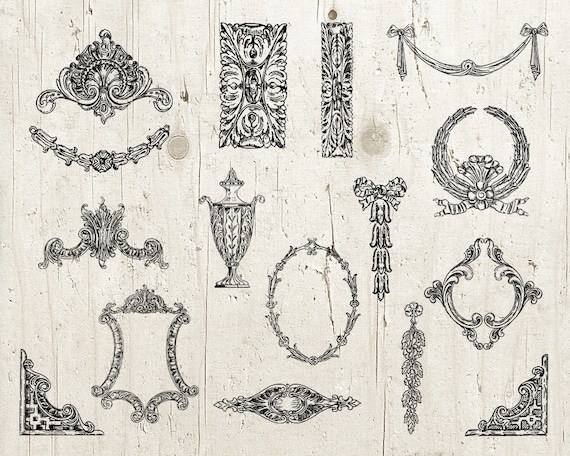 16 Embellishments Antique Elements Ornaments Corners | Etsy