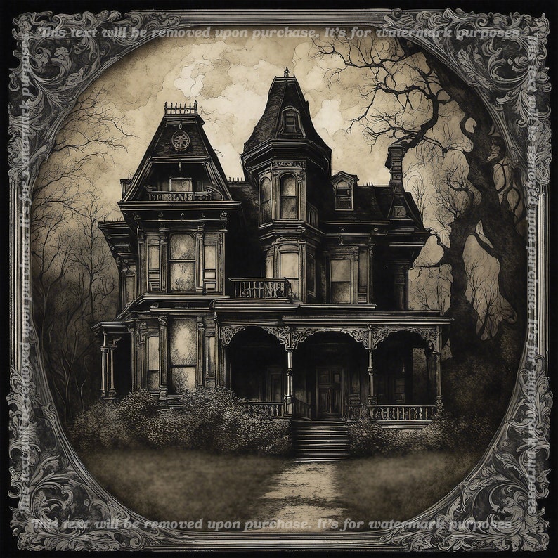 Halloween Digital Paper Vintage Haunted House Scrapbooking - Etsy