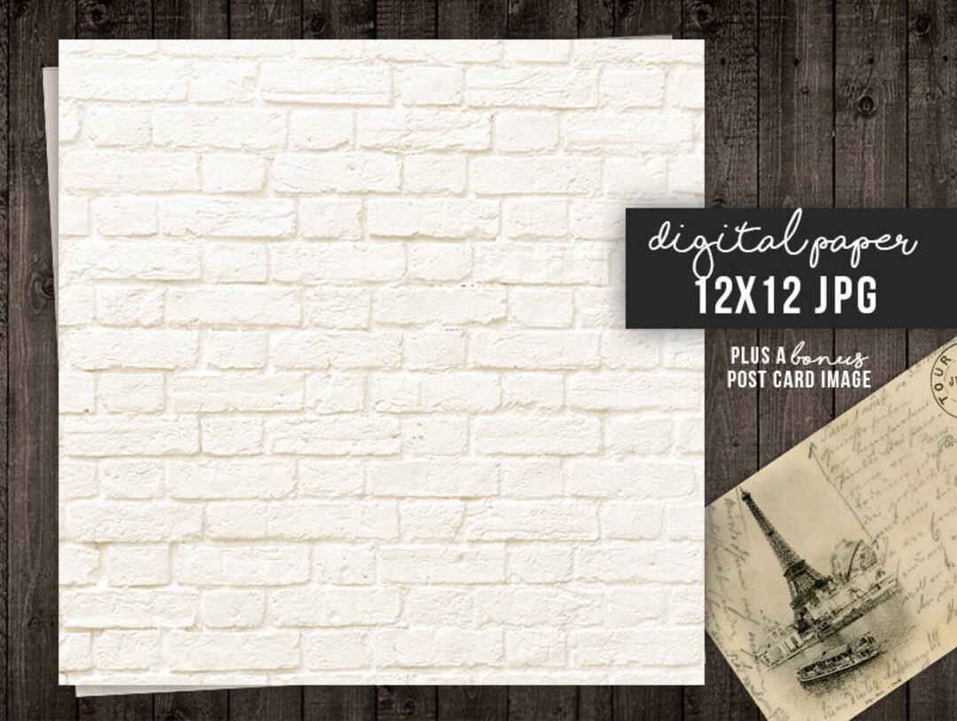 12x12 Digital Paper White Brick Texture Background Paper White Brick ...