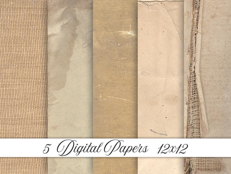 5 Digital Texture Fabric Papers INSTANT DOWNLOAD Antique 12x12 Old ...