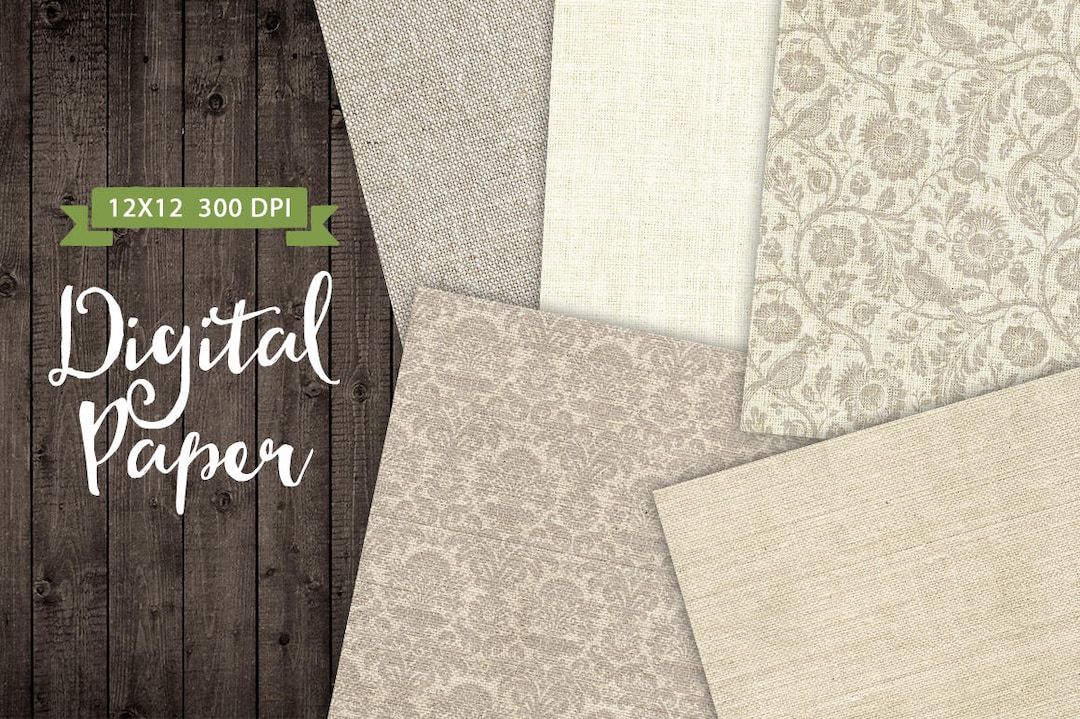 Digital Paper Set 5 Digital Texture Fabric Papers Burlap Linen Damask ...