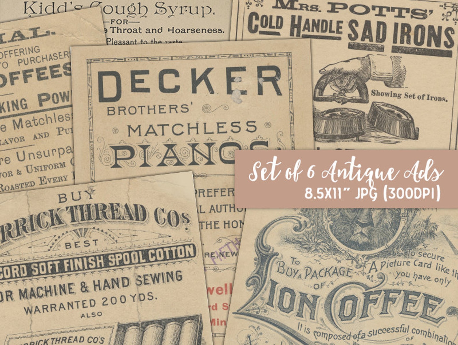 6 Antique Ads Paper Set Old Ads Digital Vintage Paper - Etsy