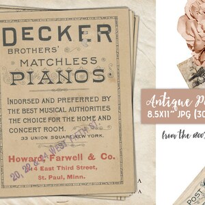 6 Antique Ads Paper Set - Old Ads - Digital Vintage Paper Background ...
