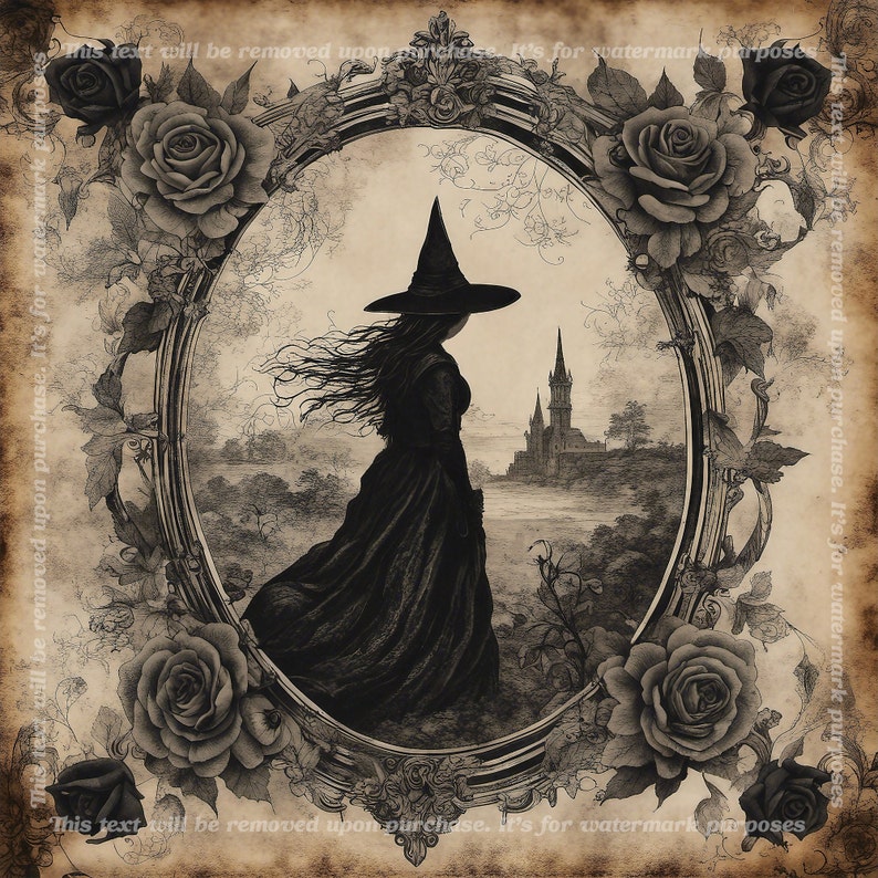 Vintage Witch Digital Paper Halloween Scrapbooking Paper - Etsy