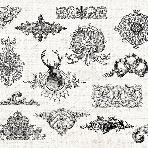 Digital Collage Sheet 10 Vintage Embellishments Antique - Etsy