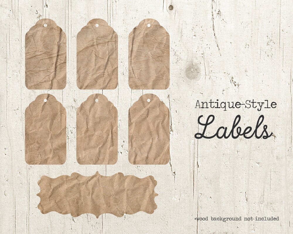 Blank Tag Labels Antique Printable Labels Wrinkled Paper - Etsy