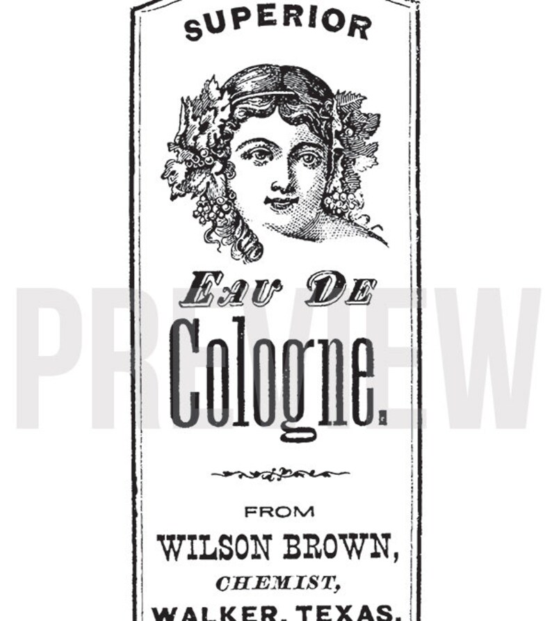 Antique Cologne Label - Vintage Eau De Cologne Perfume Ad (digital ...