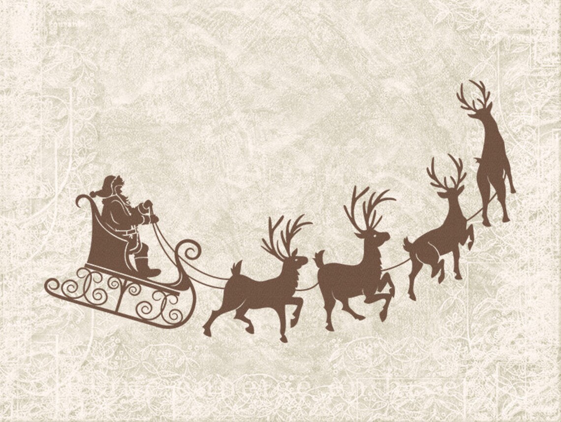 Digital Christmas Reindeer - Vintage Christmas Santa and Reindeer ...