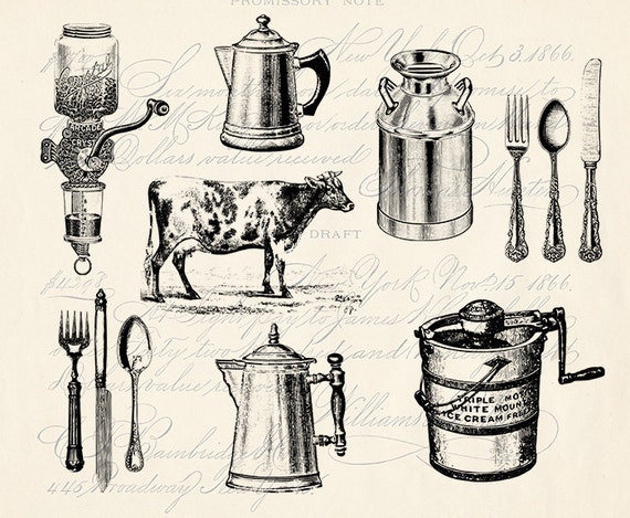 Digital Collage Sheet 8 Vintage Antique Kitchen Coffee - Etsy