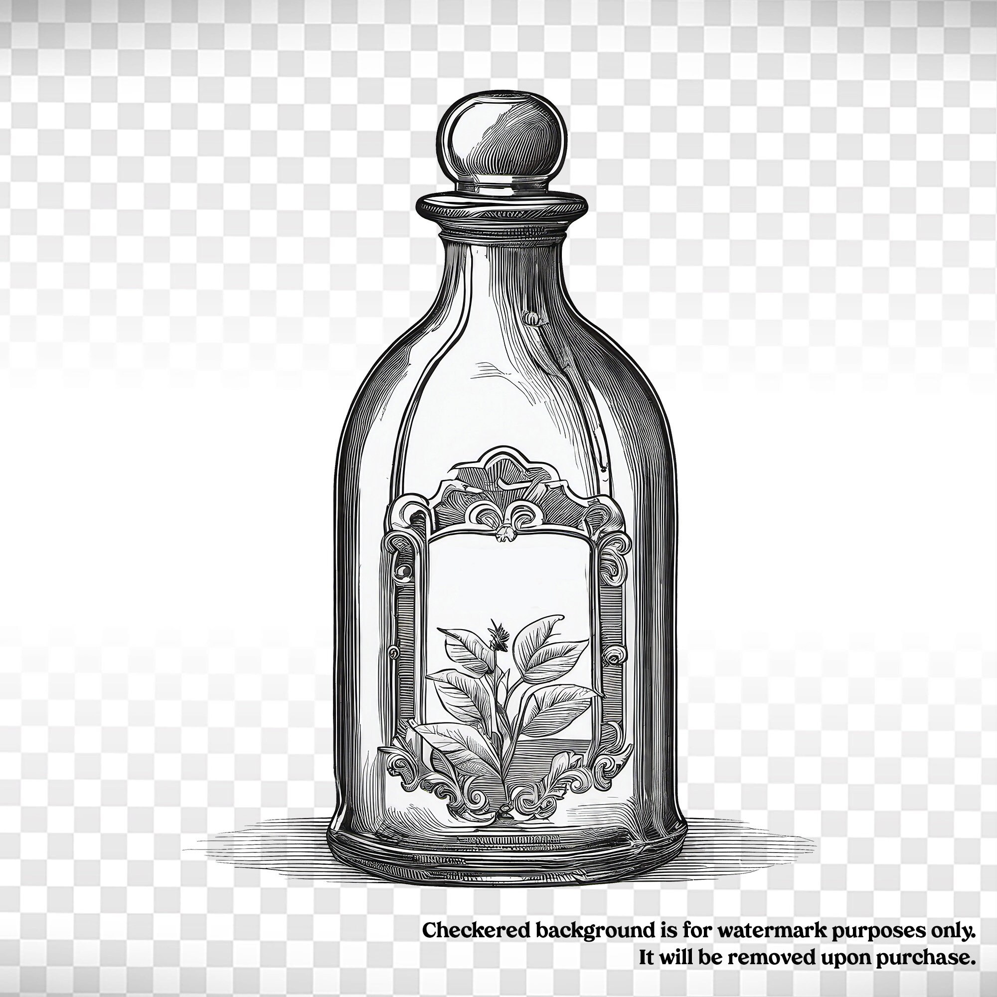 Vintage Apothecary Bottle Clipart Herbs Magic Potion Halloween PNG ...