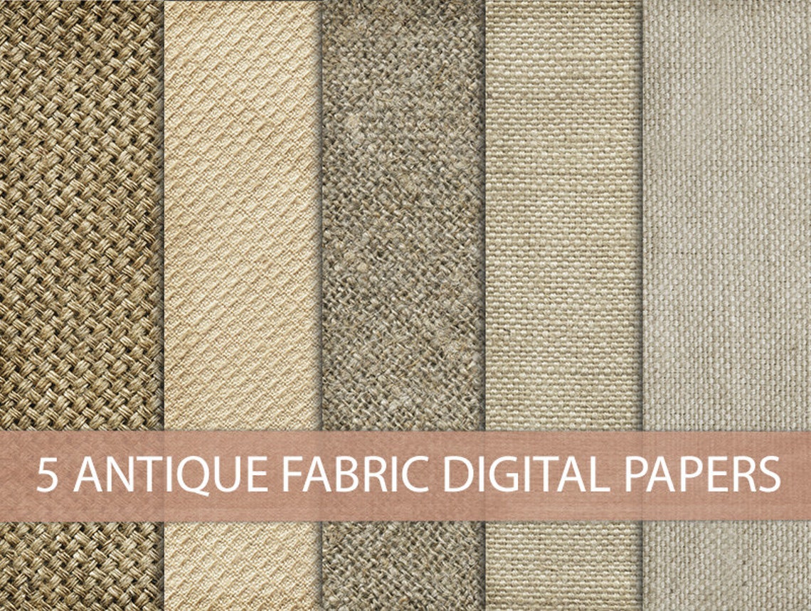 5 Digital Fabric Papers - INSTANT DOWNLOAD - Antique Texture Fabric ...