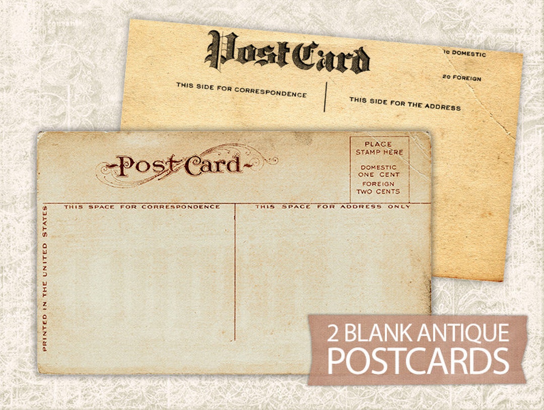 Digital Postcards - INSTANT DOWNLOAD 2 Blank Antique Postcards Old ...