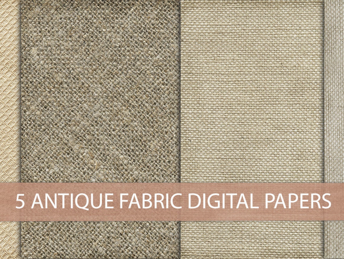 5 Digital Fabric Papers - INSTANT DOWNLOAD - Antique Texture Fabric ...
