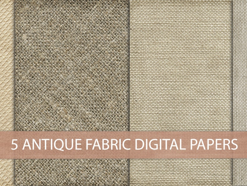 5 Digital Fabric Papers - INSTANT DOWNLOAD - Antique Texture Fabric ...