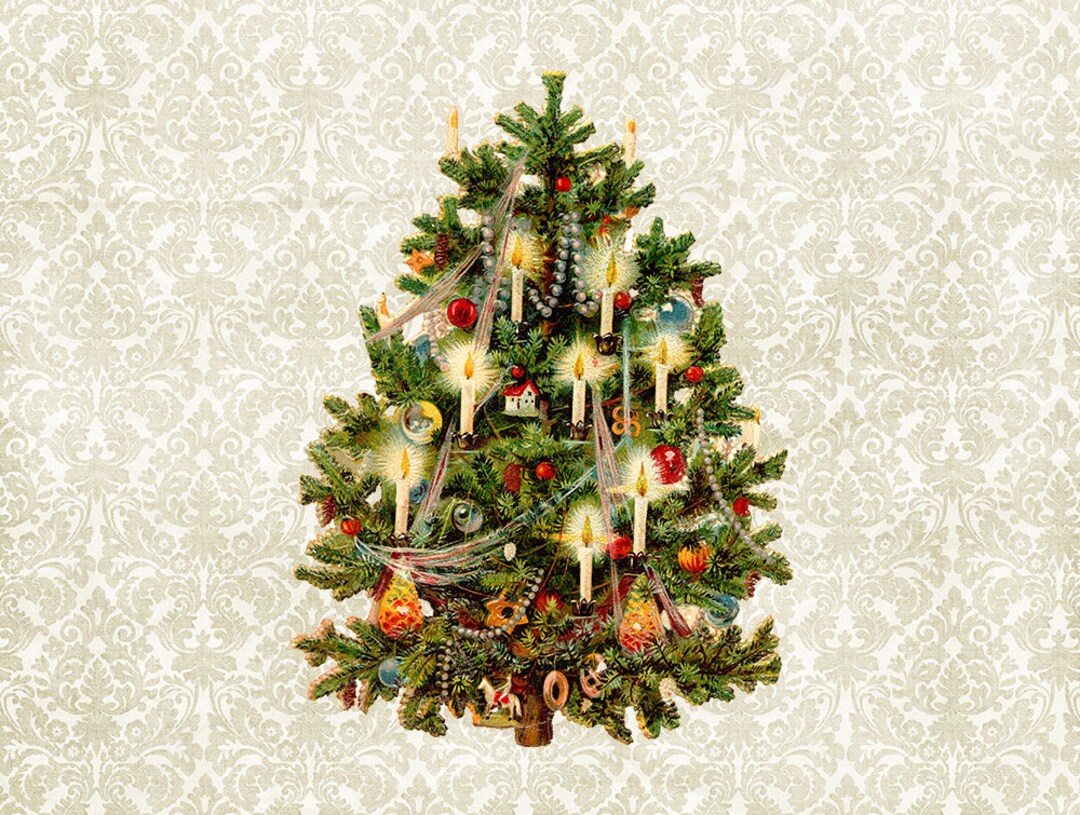 Vintage Christmas Tree Clipart: German Scrap Die Cuts (PNG INSTANT ...