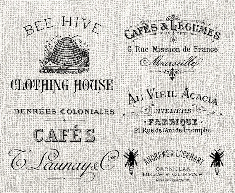 Digital Collage Sheet 5 Vintage Antique Typography Word Labels - Etsy