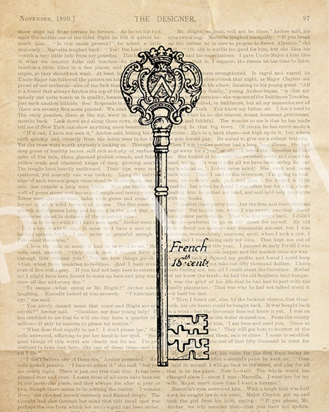 Printable Vintage Key Art Old Key Print Antique Key Digital Print ...