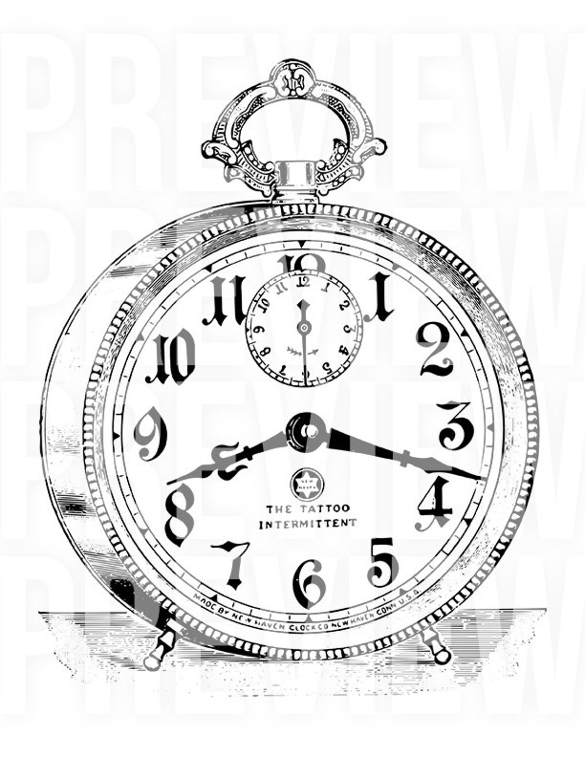 Clock Illustration Digital Download - Antique Vintage Clock Time ...