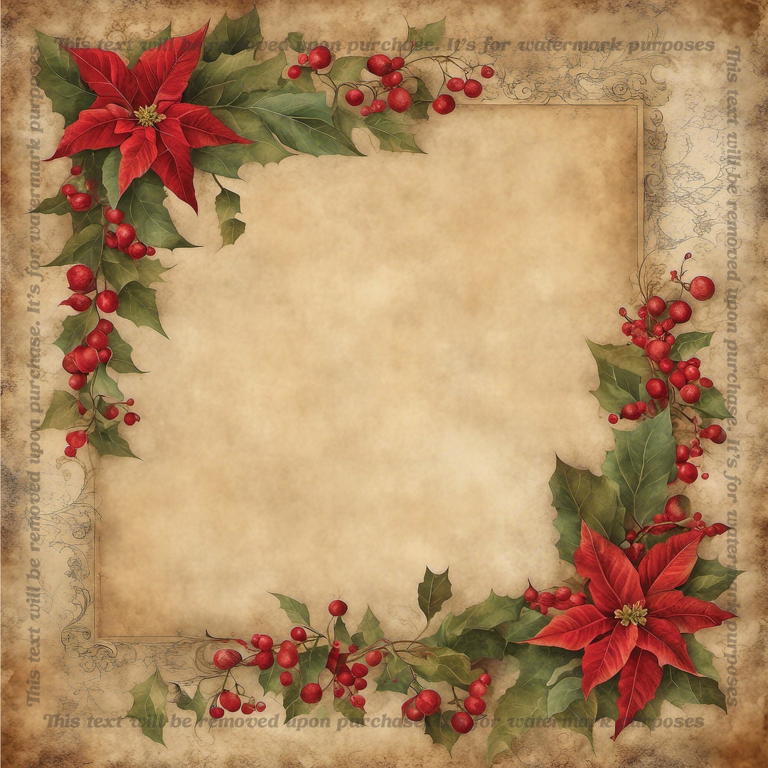 Christmas Frame Digital Paper, Christmas Printable, Vintage ...