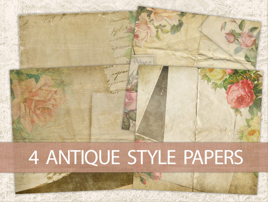 4 Digital Papers Floral Vintage Antique Style Scrapbook Paper ...