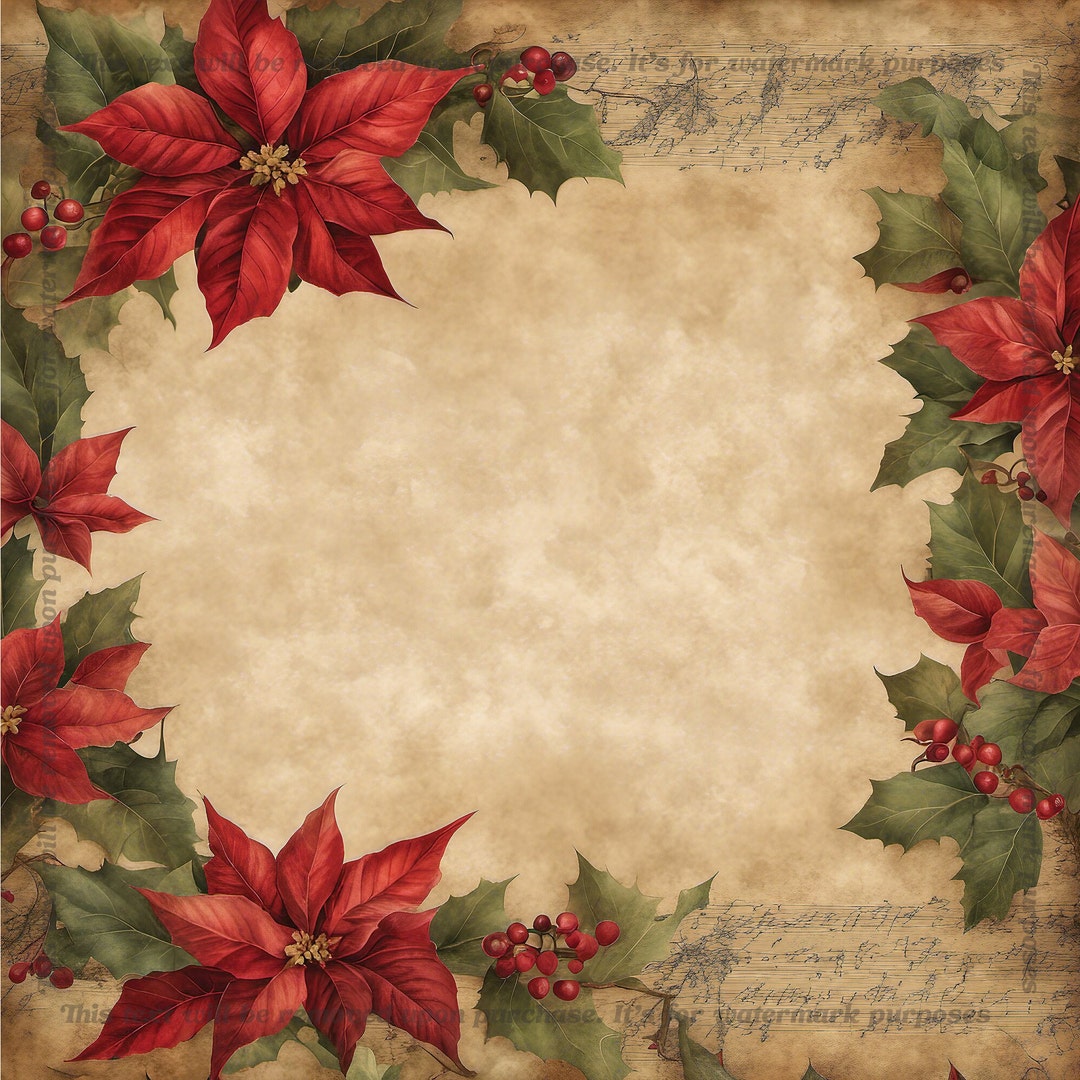 Christmas Digital Paper, Christmas Printable, Vintage Scrapbooking ...