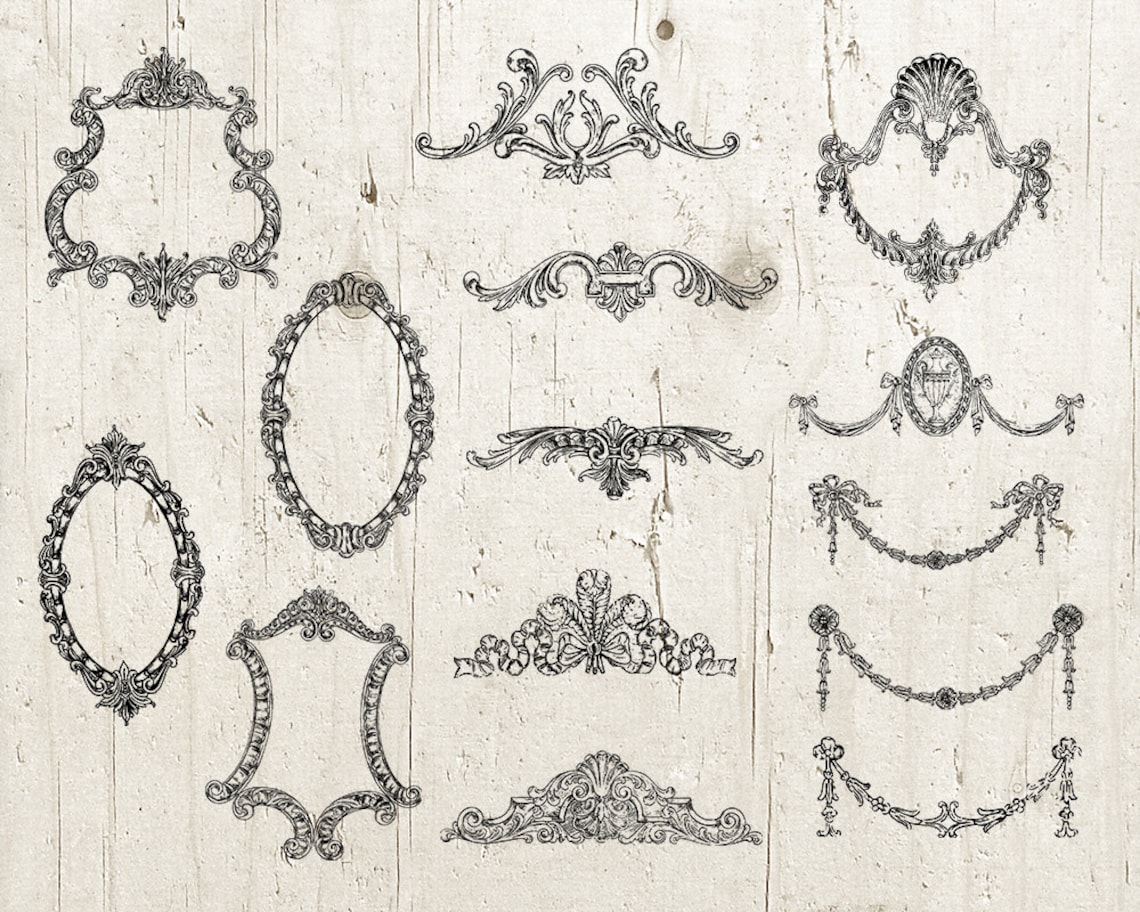 14 Embellishments Antique Elements Ornaments Frames Dividers - Etsy