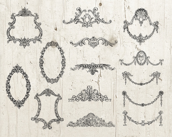 14 Embellishments Antique Elements Ornaments Frames Dividers - Etsy