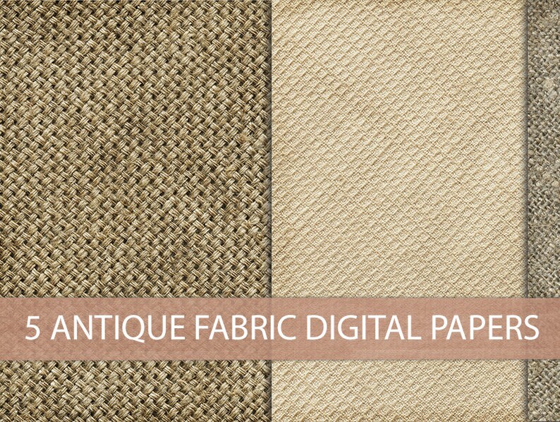 5 Digital Fabric Papers - INSTANT DOWNLOAD - Antique Texture Fabric ...