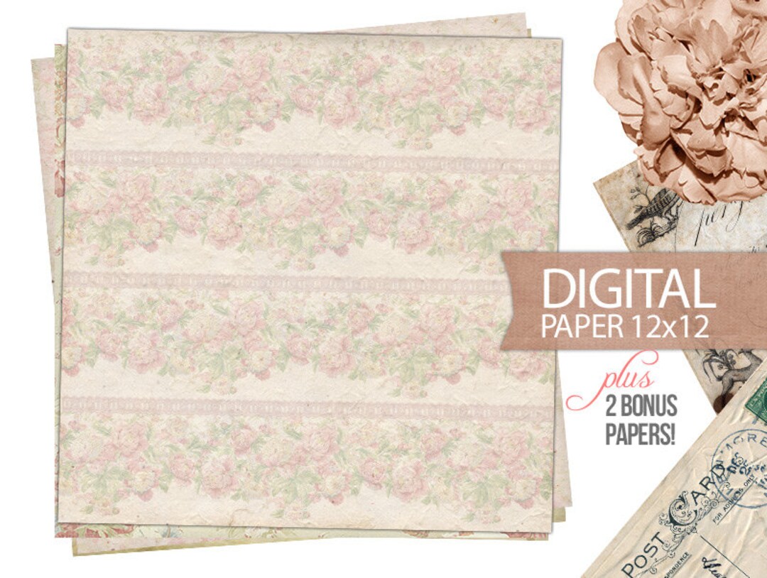 Digital Paper 12x12 Scrapbook Antique Background Paper Old Vintage ...