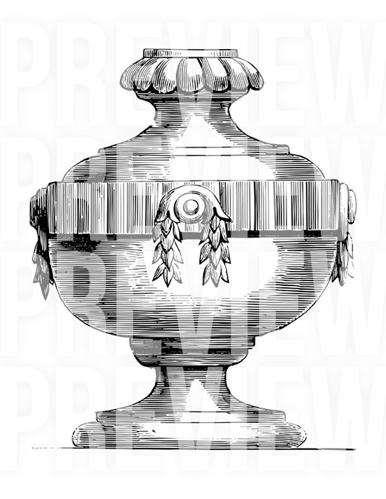 Vintage Illustration Digital Download - Antique Plant Urn Planter ...