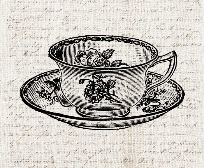 Kitchen Tea Cup Art Download Antique Teacup Graphic Kitchen | Etsy