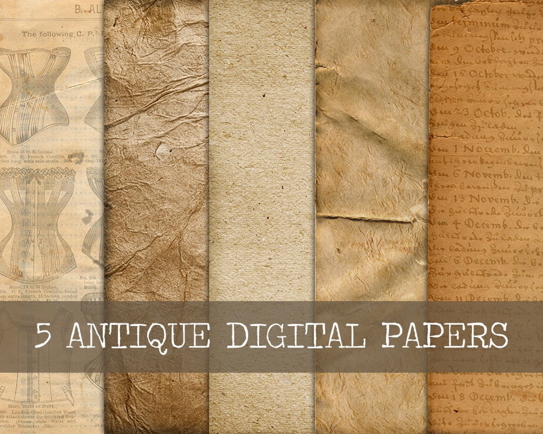 5 Digital Old Antique Papers - INSTANT DOWNLOAD - Antique Texture ...