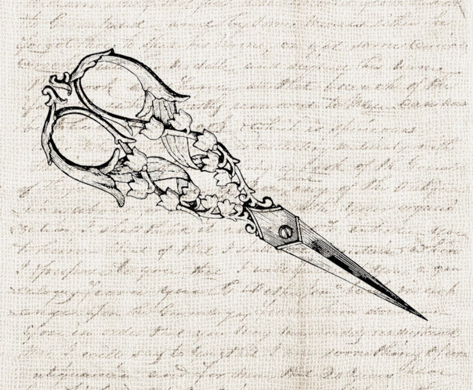 Vintage Sewing Scissors - Digital Download Clipart - Ornate Scissors ...