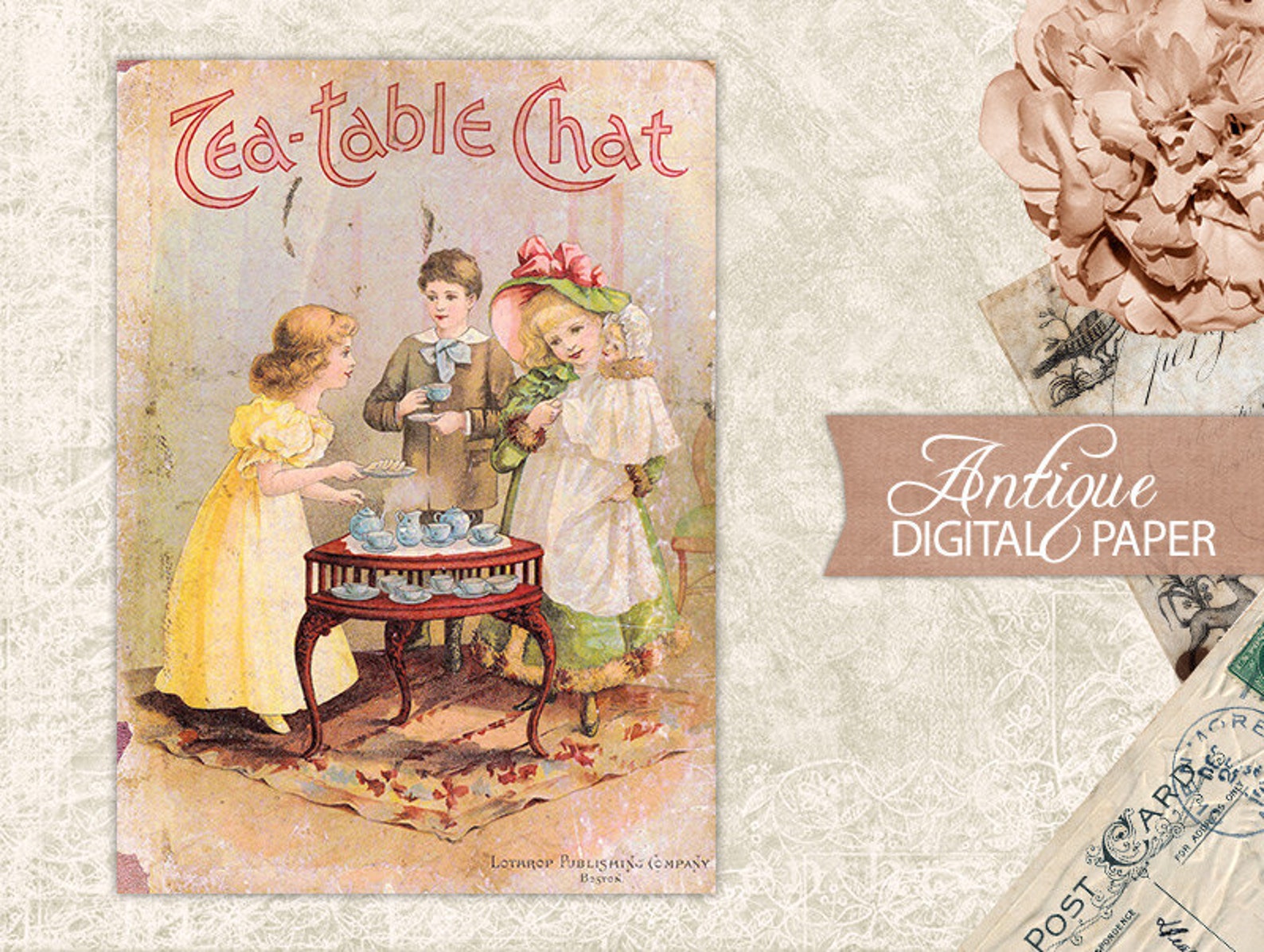 4 Digital Vintage Book Covers - INSTANT DOWNLOAD - Antique Vintage ...