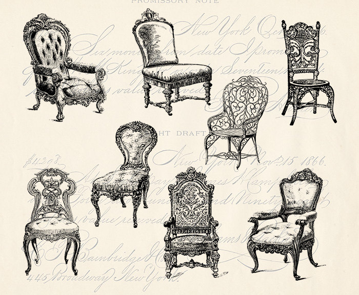 Digital Collage Sheet 8 Antique Chairs Edwardian Victorian - Etsy