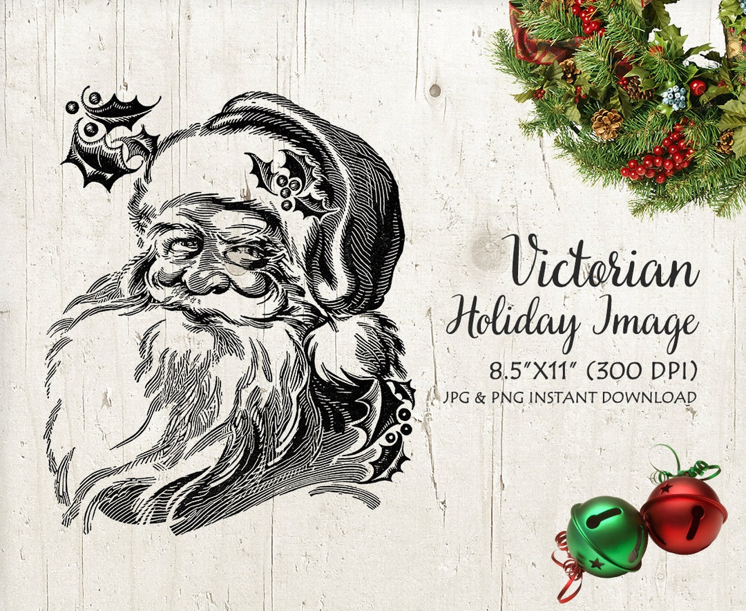 Antique Santa Claus PNG: Vintage Etching St. Nick Printable (digital ...