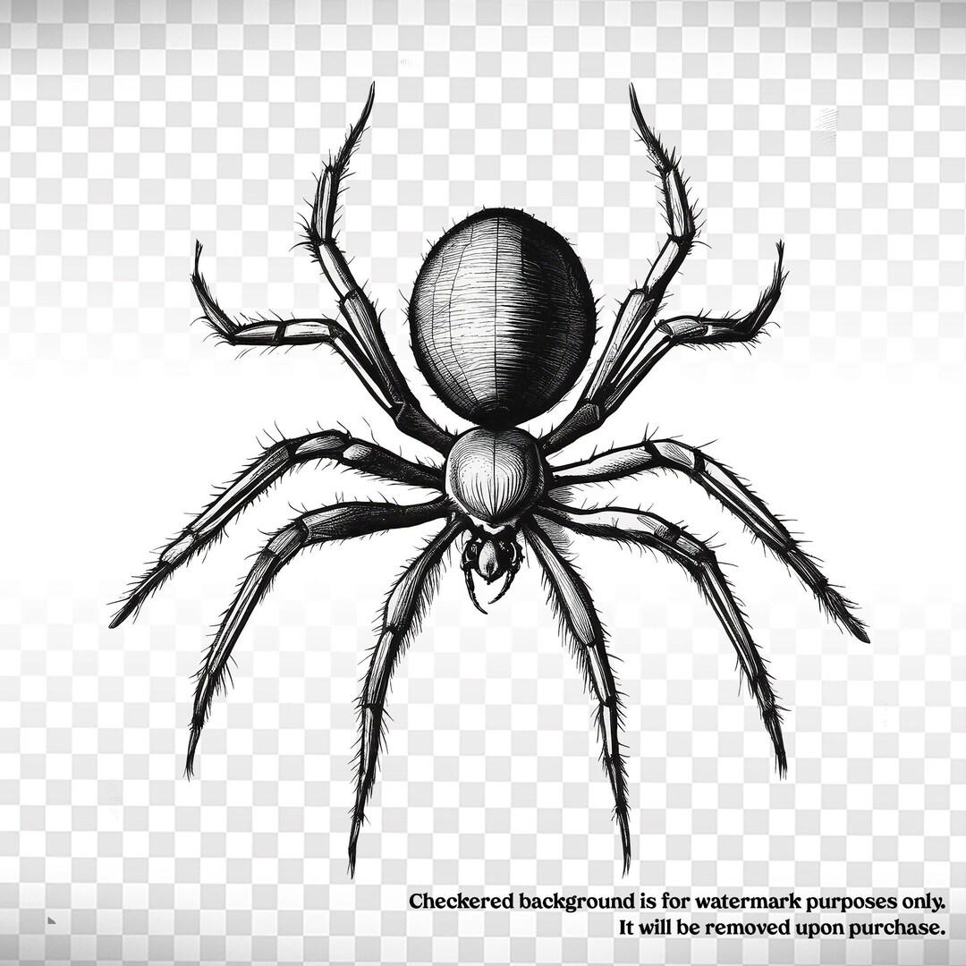 Vintage Spider Clipart Halloween PNG Digital Illustration Printable ...