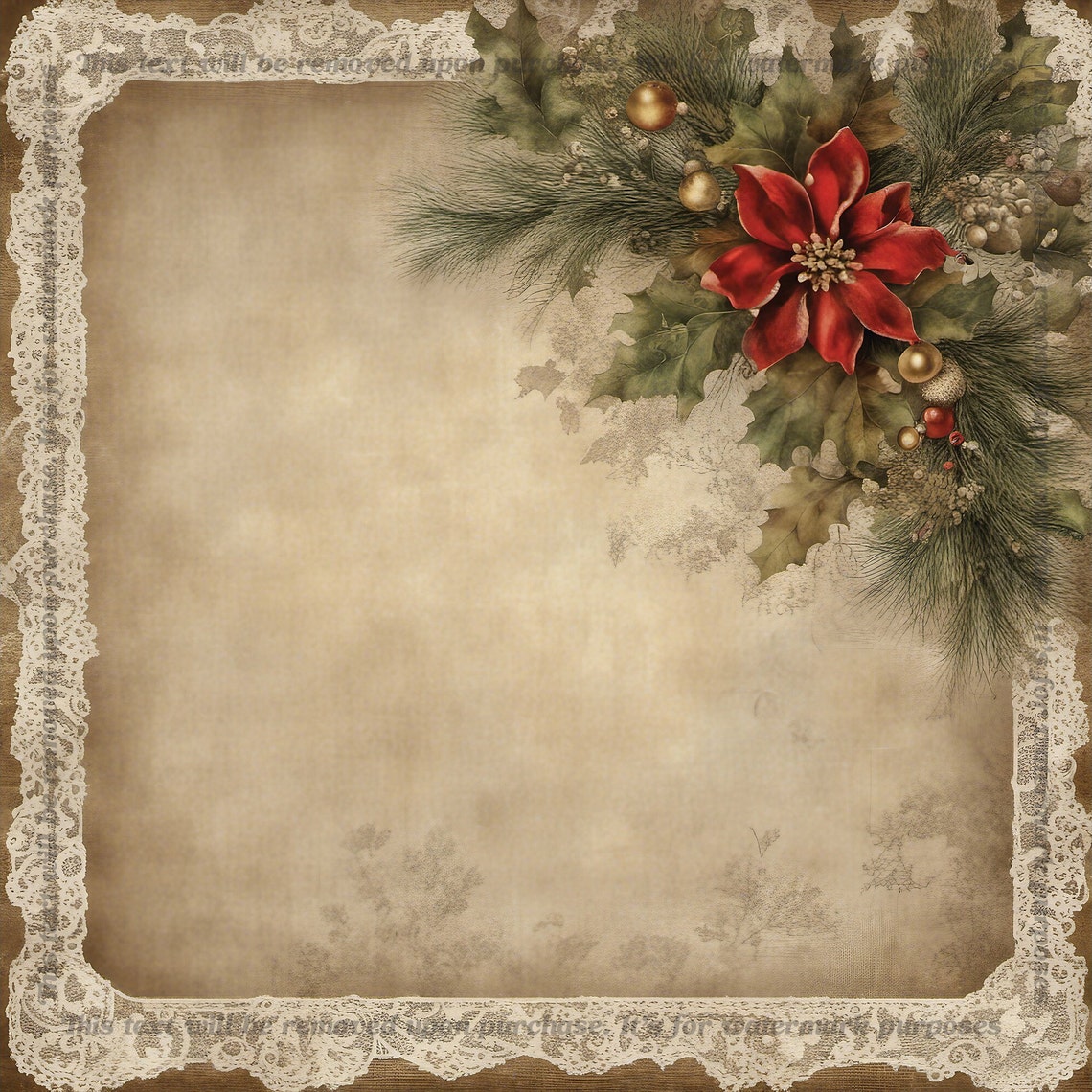 Christmas Digital Paper: 12x12 Winter Frame Scrapbook Background ...