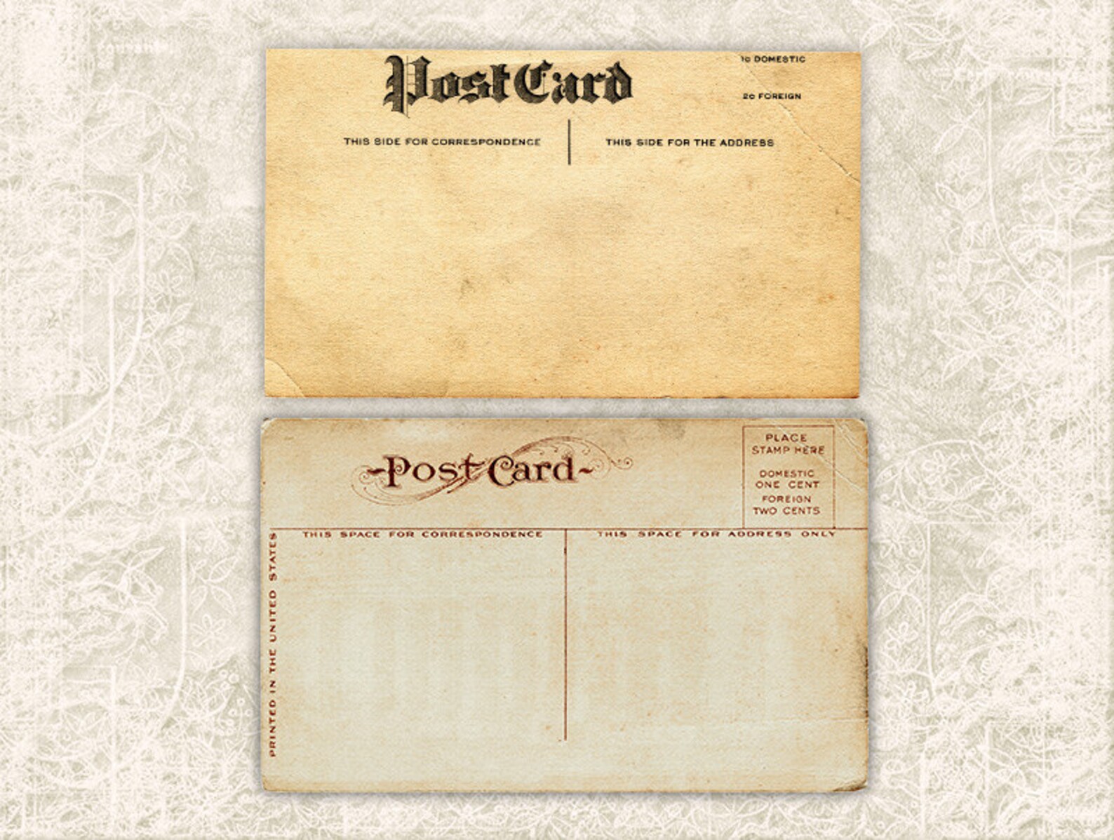 Digital Postcards INSTANT DOWNLOAD 2 Blank Antique Postcards - Etsy