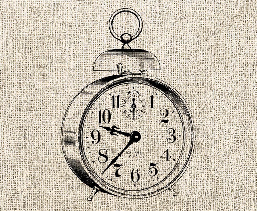 Clock Illustration Clipart Transfer Iron on - Antique Vintage Clock ...