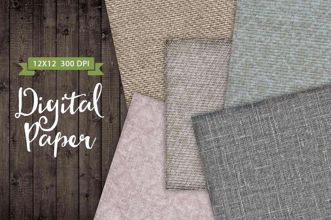 5 Digital Texture Fabric Papers Burlap Digital Paper Background Bundle ...