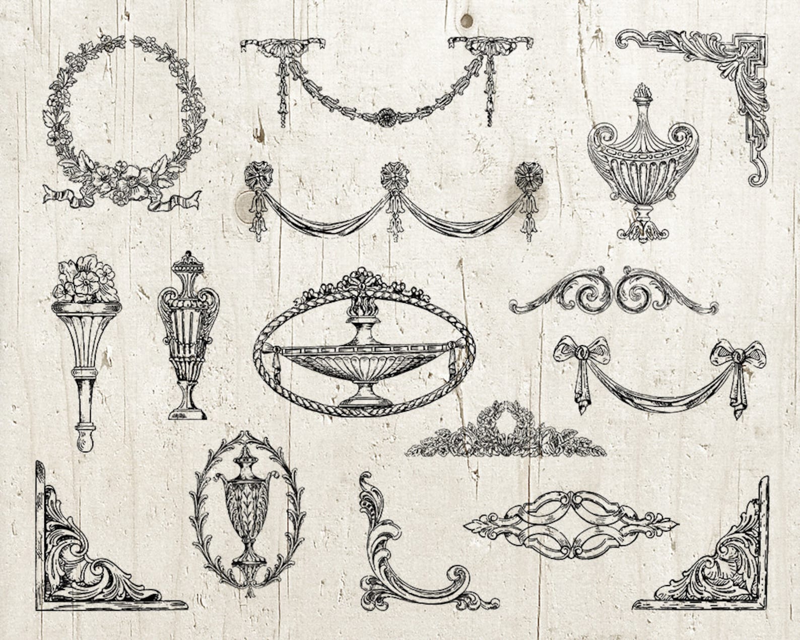 16 Embellishments Antique Elements Ornaments Corners - Etsy
