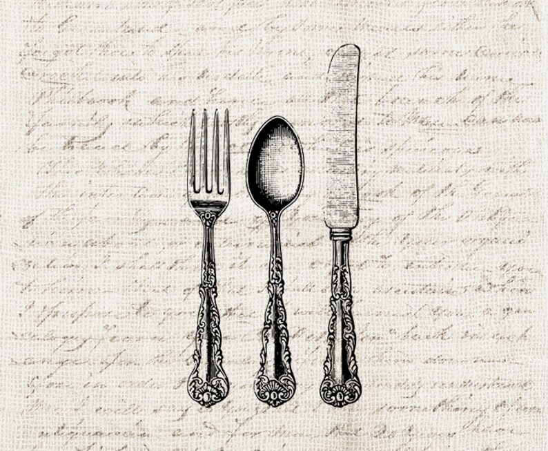 Digital Collage Sheet 8 Vintage Antique Kitchen Coffee Silverware ...