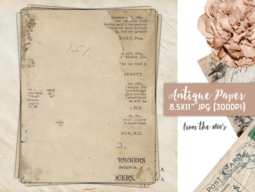 Antique Ad Paper - Worn Torn Paper - Digital Vintage Paper Background ...