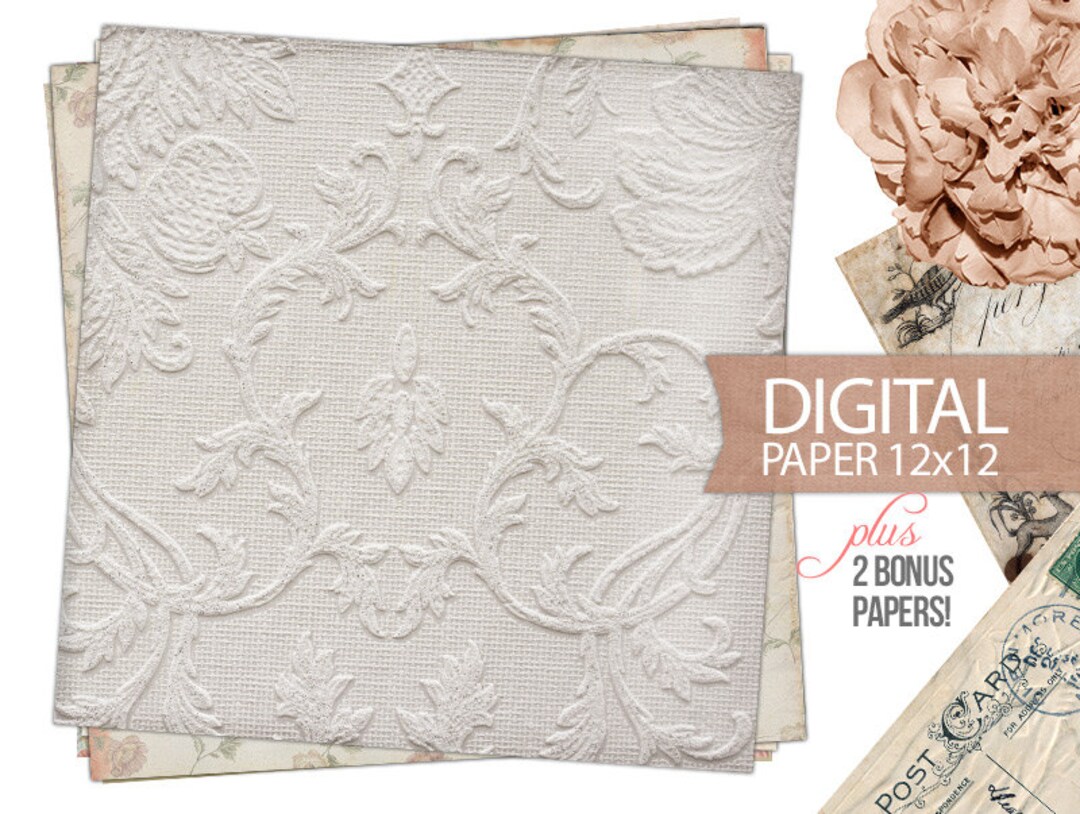 Digital Paper - 12x12 Scrapbook Antique Background Paper Old Vintage ...