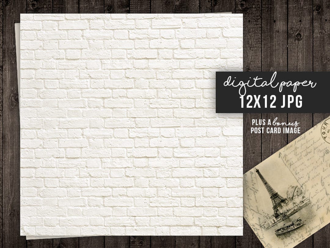 Digital Paper - White Brick Texture Background Paper White Brick ...