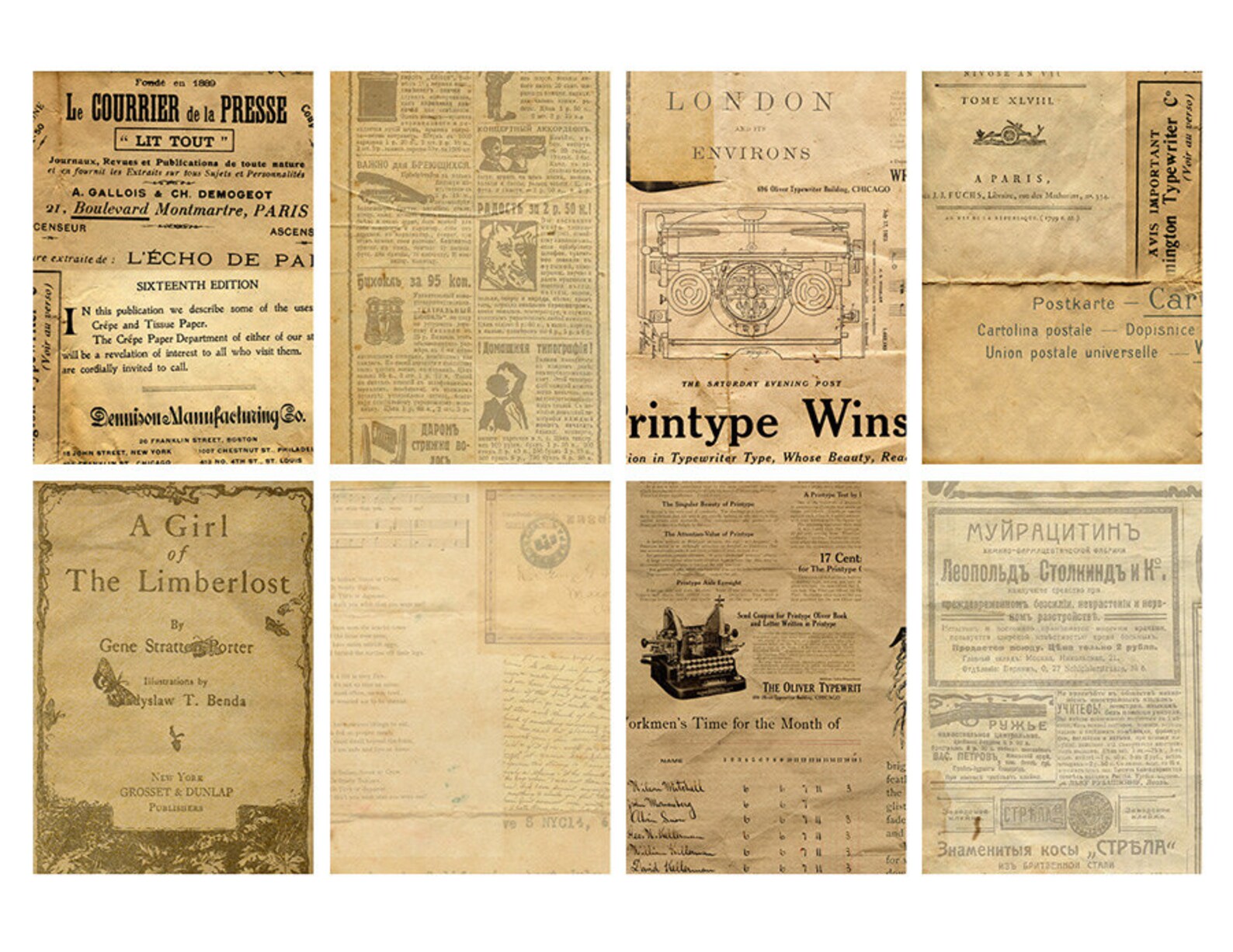 Printable ATC Cards Digital Sheet Set of 8 Vintage Newspaper - Etsy