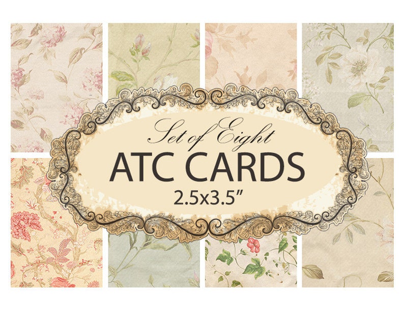 Printable ATC Cards Digital Sheet Set of 2.5x3.5 Sized Cards Scrapbook ...