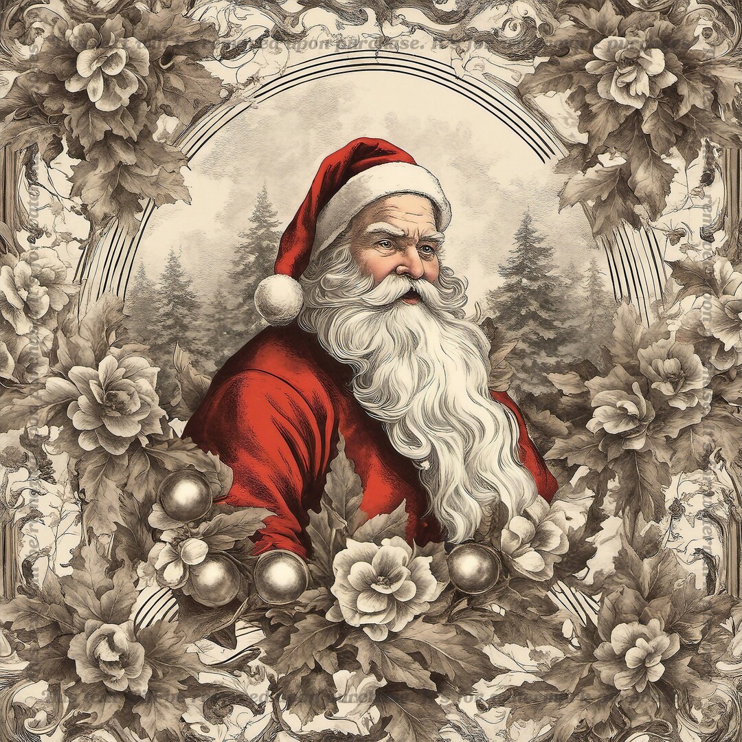 Antique Santa Christmas Digital Paper: 12x12 Scrapbook Background ...